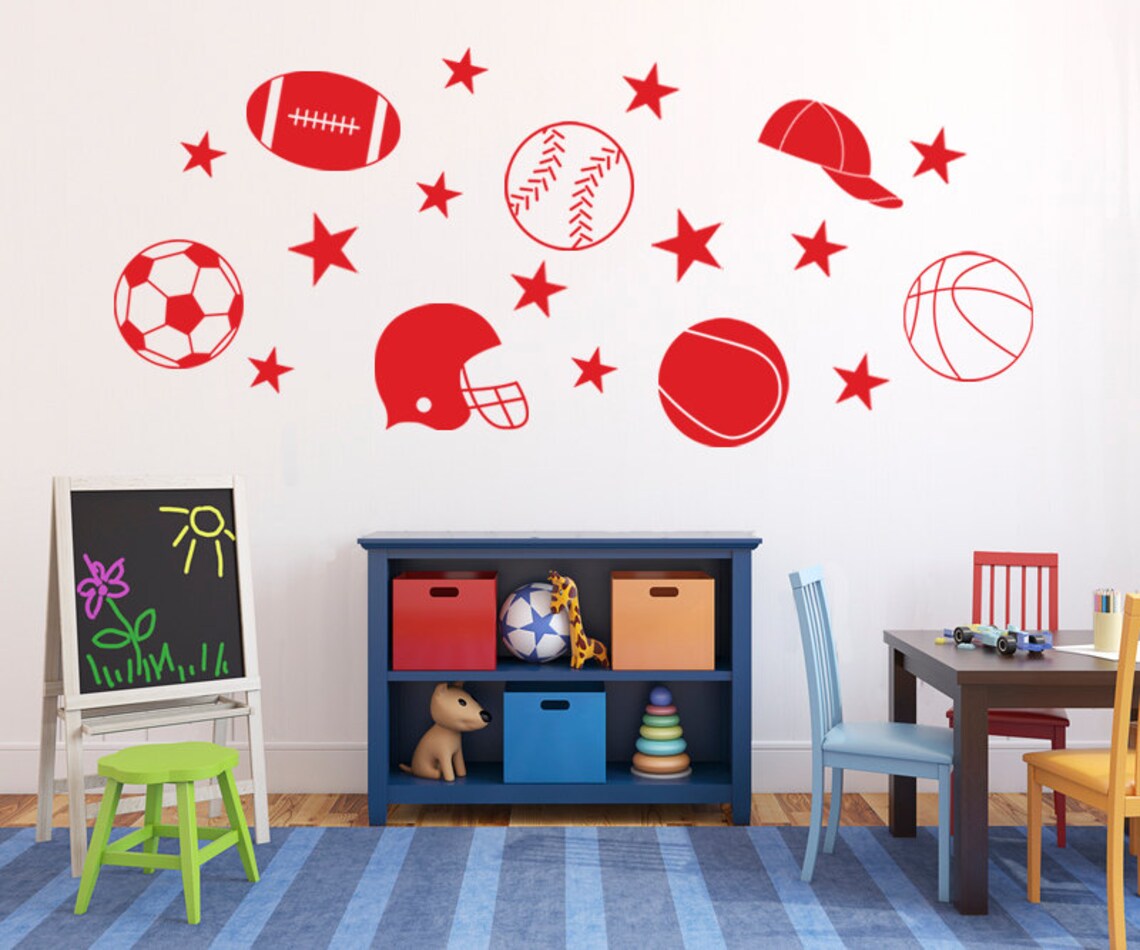 Sports Decals Kids Wall Stickers for Boys Sports Stickers | Etsy