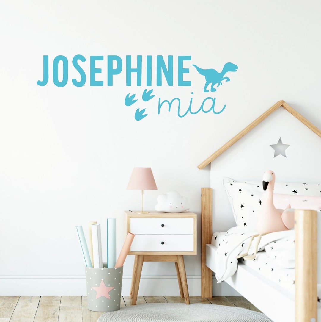 Custom Girl Bedroom Door Name Sign, Dinosaur Prints Middle Name Sticker ...