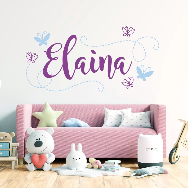 Girl Butterfly Wall Decals Girl Name Decal Butterfly Nursery - Etsy