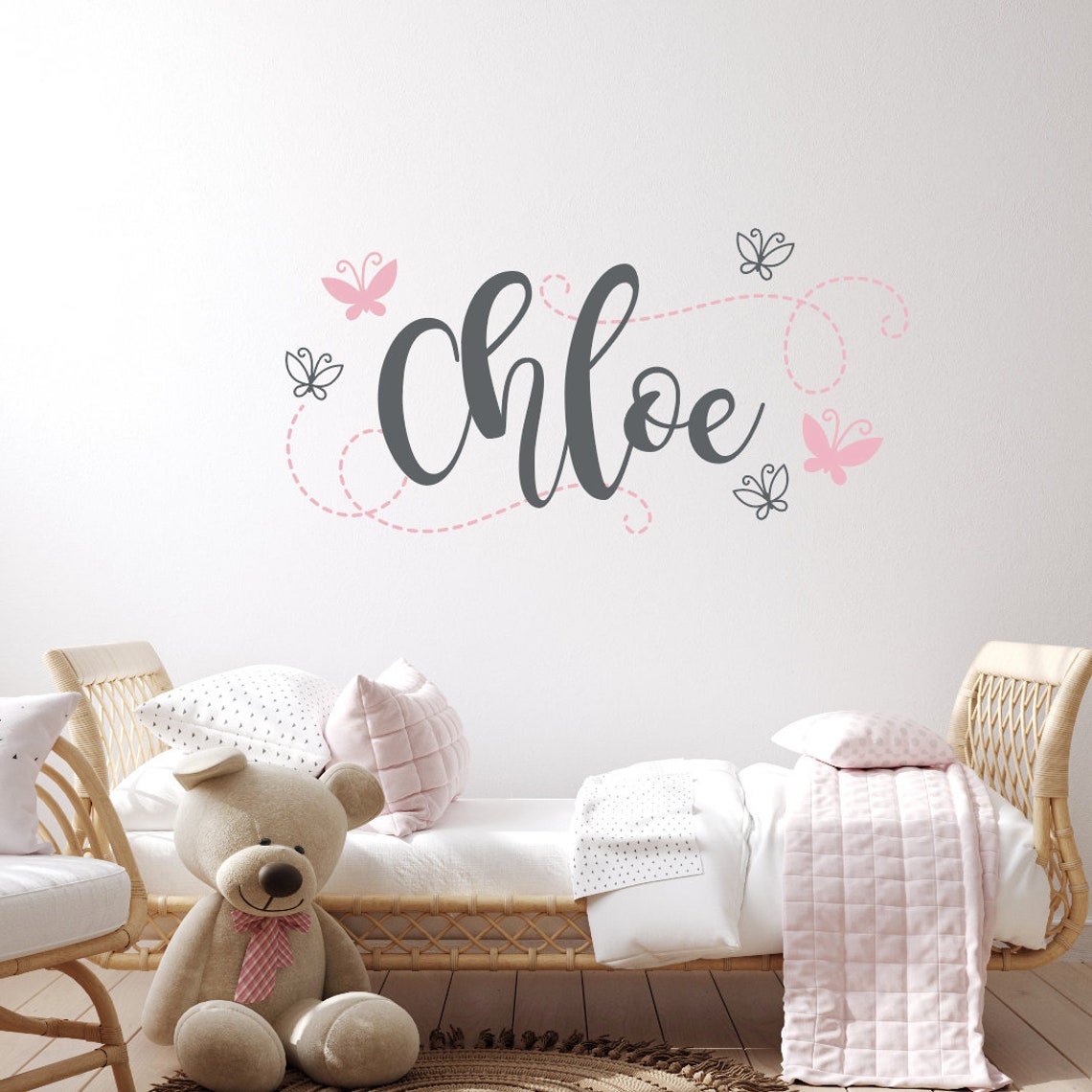 Girl Butterfly Wall Decals Girl Name Decal Butterfly Nursery - Etsy