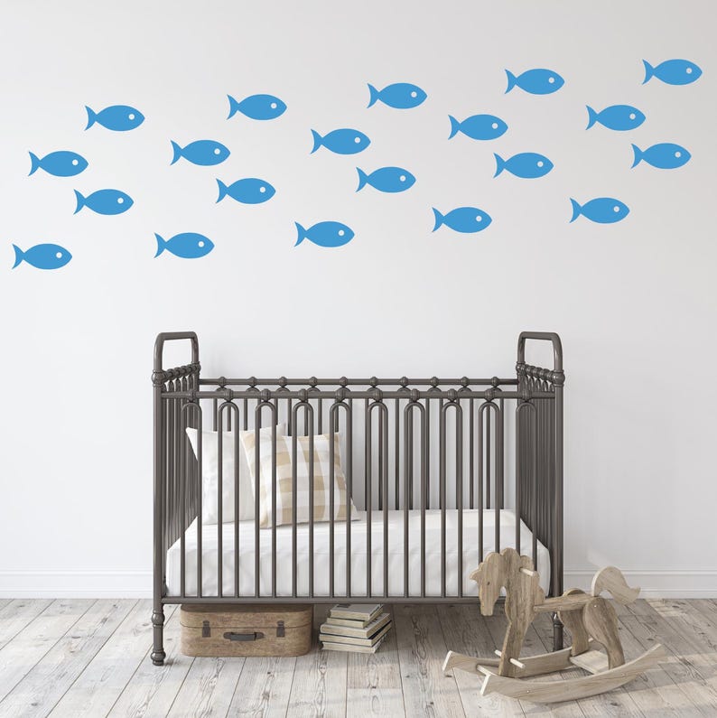 School of Fish Wall Decor Stickers, Underwater Marine Life Vinyl Decal ...