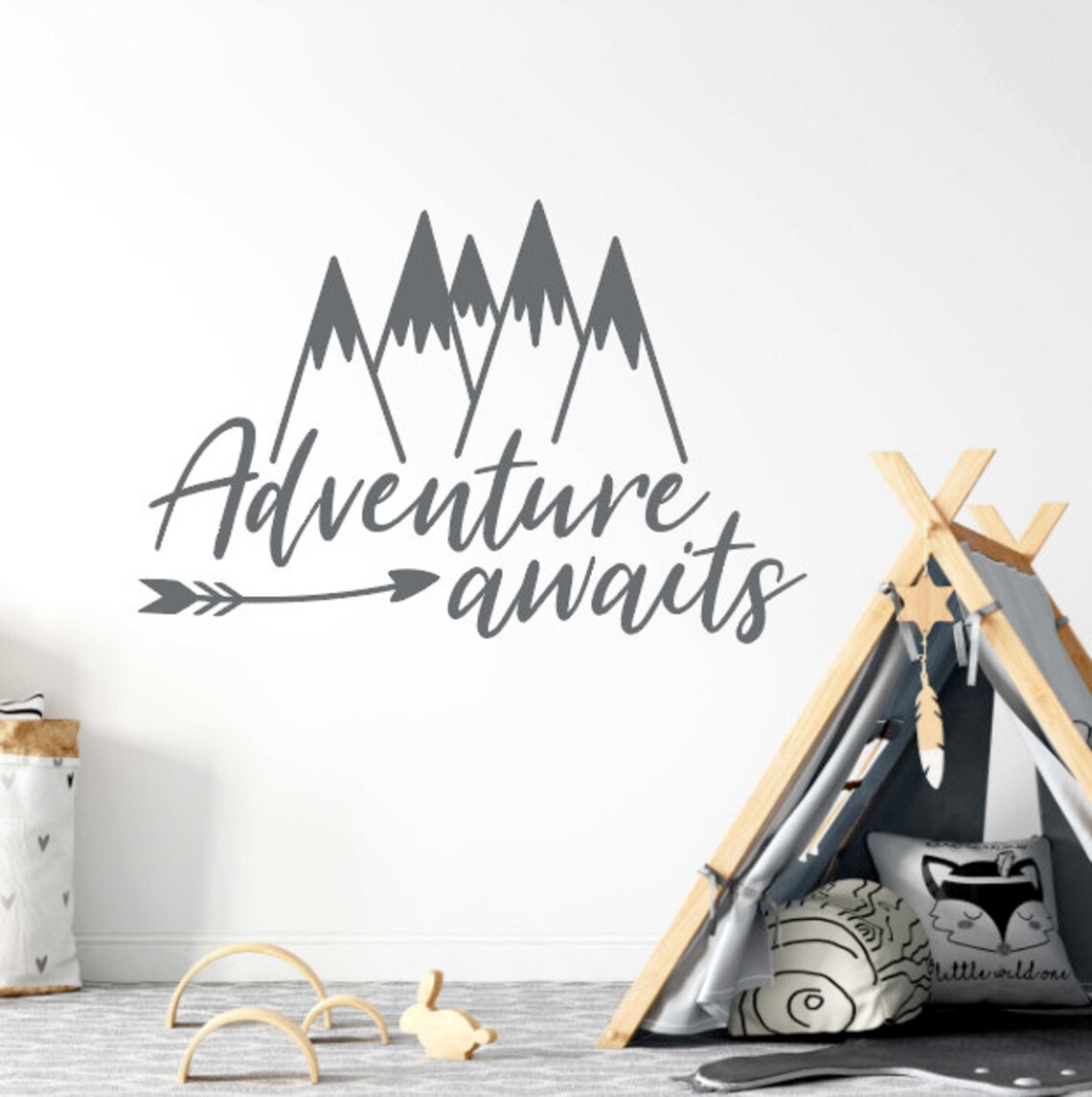 Mountain Wall Decal, Adventure Awaits Wall Decor, Mountain Sticker ...