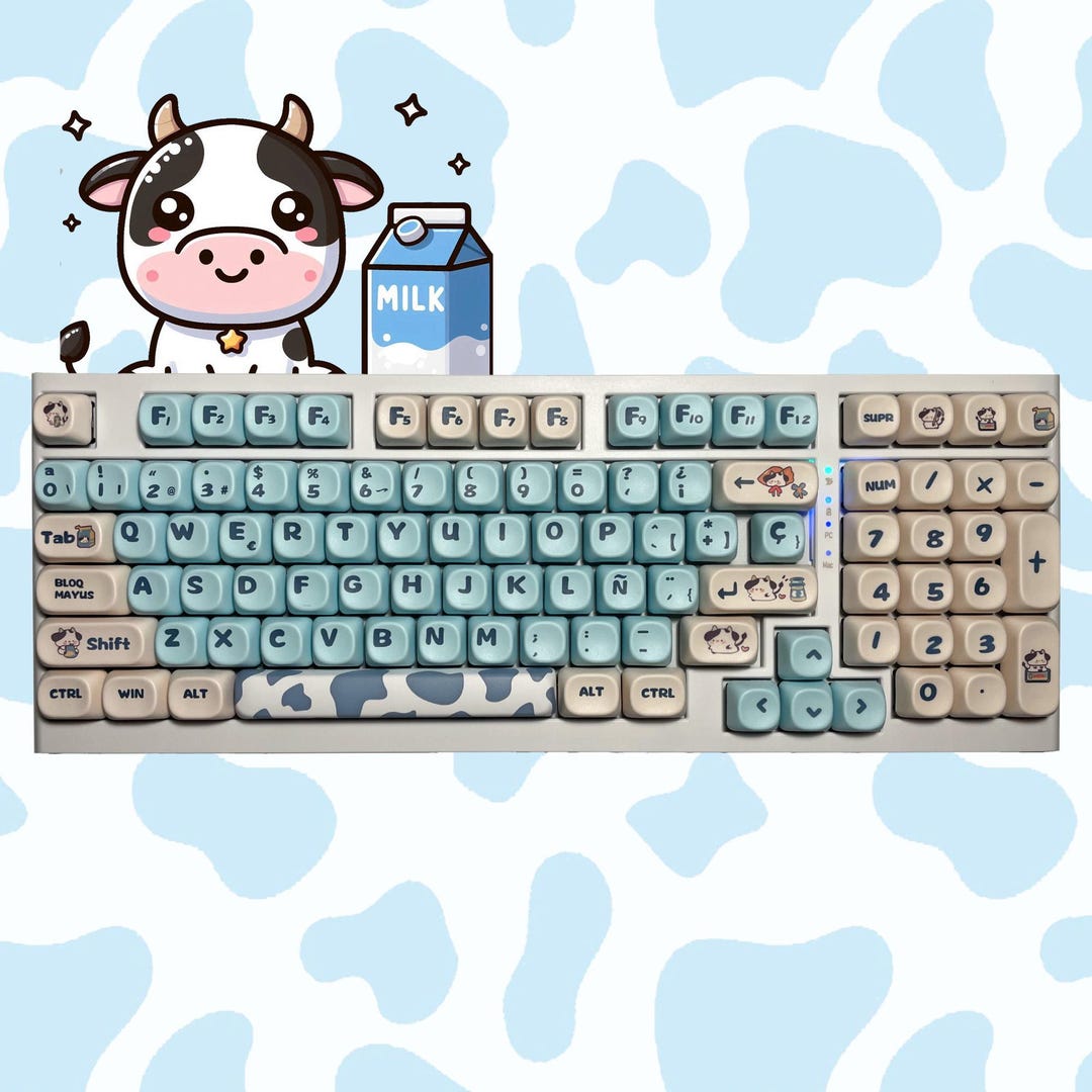 Custom Spanish Mechanical Keyboard Cow Milk Design Linear or Tactile ...