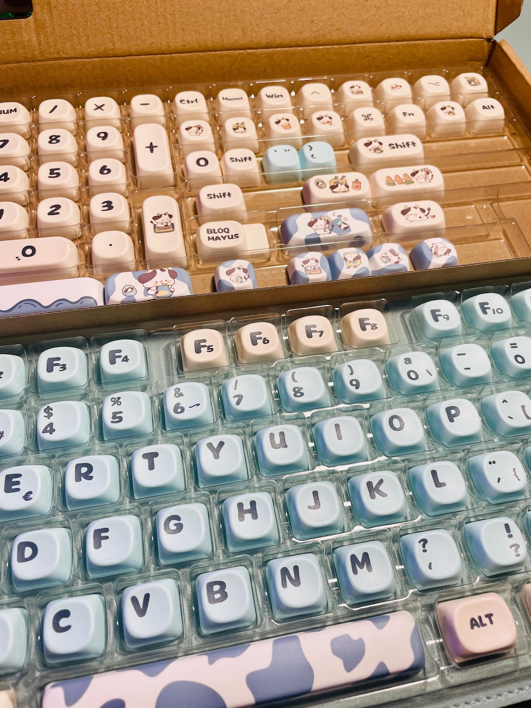 Spanish ISO-ANSI Keycaps for Mechanical Keyboards MOT Profile Cow ...