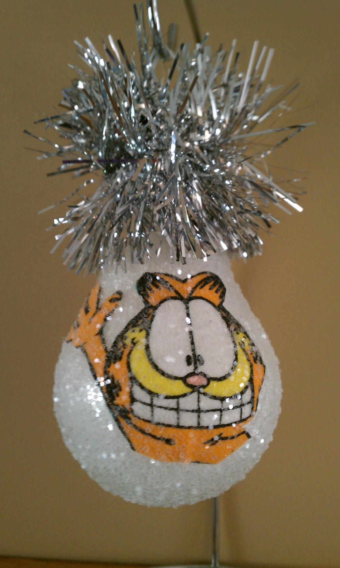 Garfield Handmade Light Bulb Ornament | Etsy