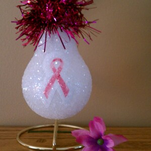 Pink Ribbon Light Bulb Ornament - Etsy