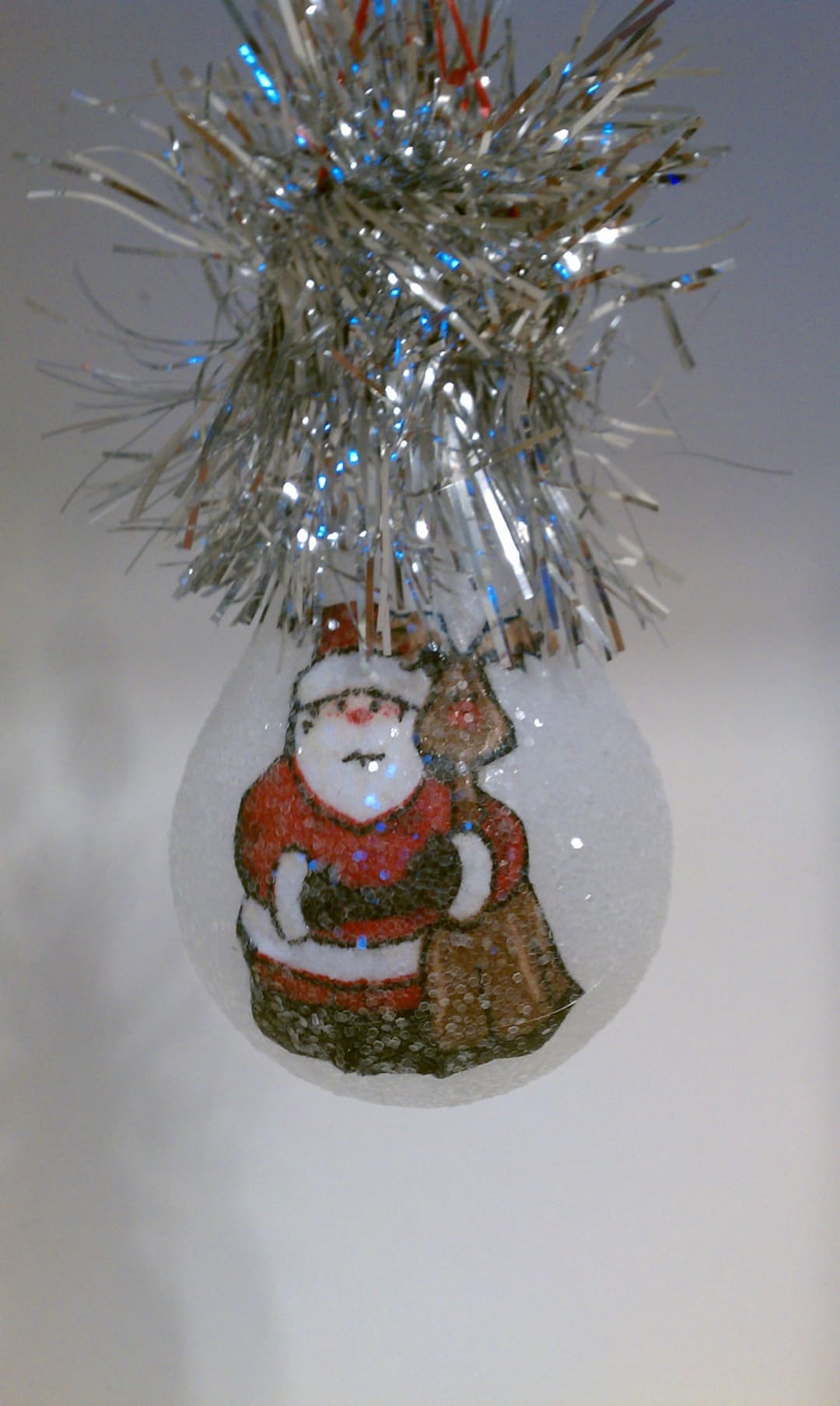 Santa W/reindeer Light Bulb Ornament - Etsy