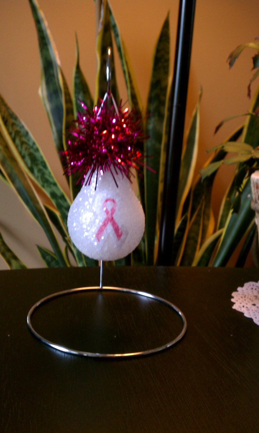 Pink Ribbon Light Bulb Ornament - Etsy