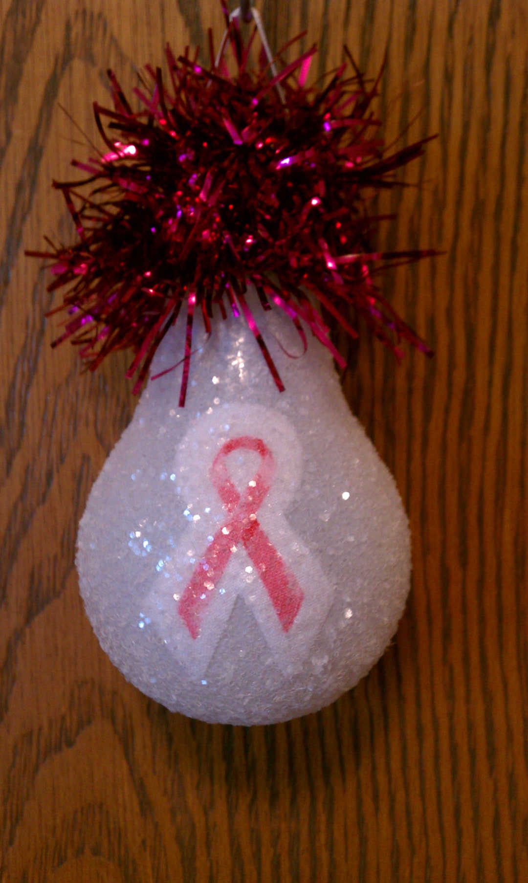 Pink Ribbon Light Bulb Ornament - Etsy