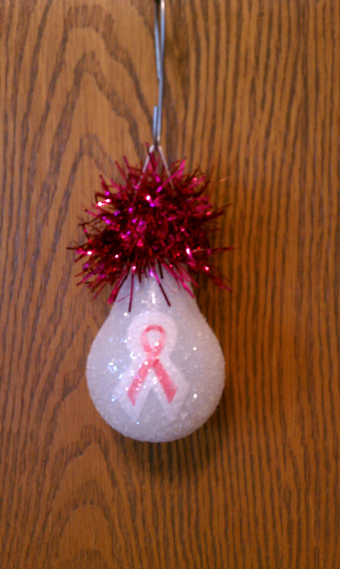 Pink Ribbon Light Bulb Ornament - Etsy