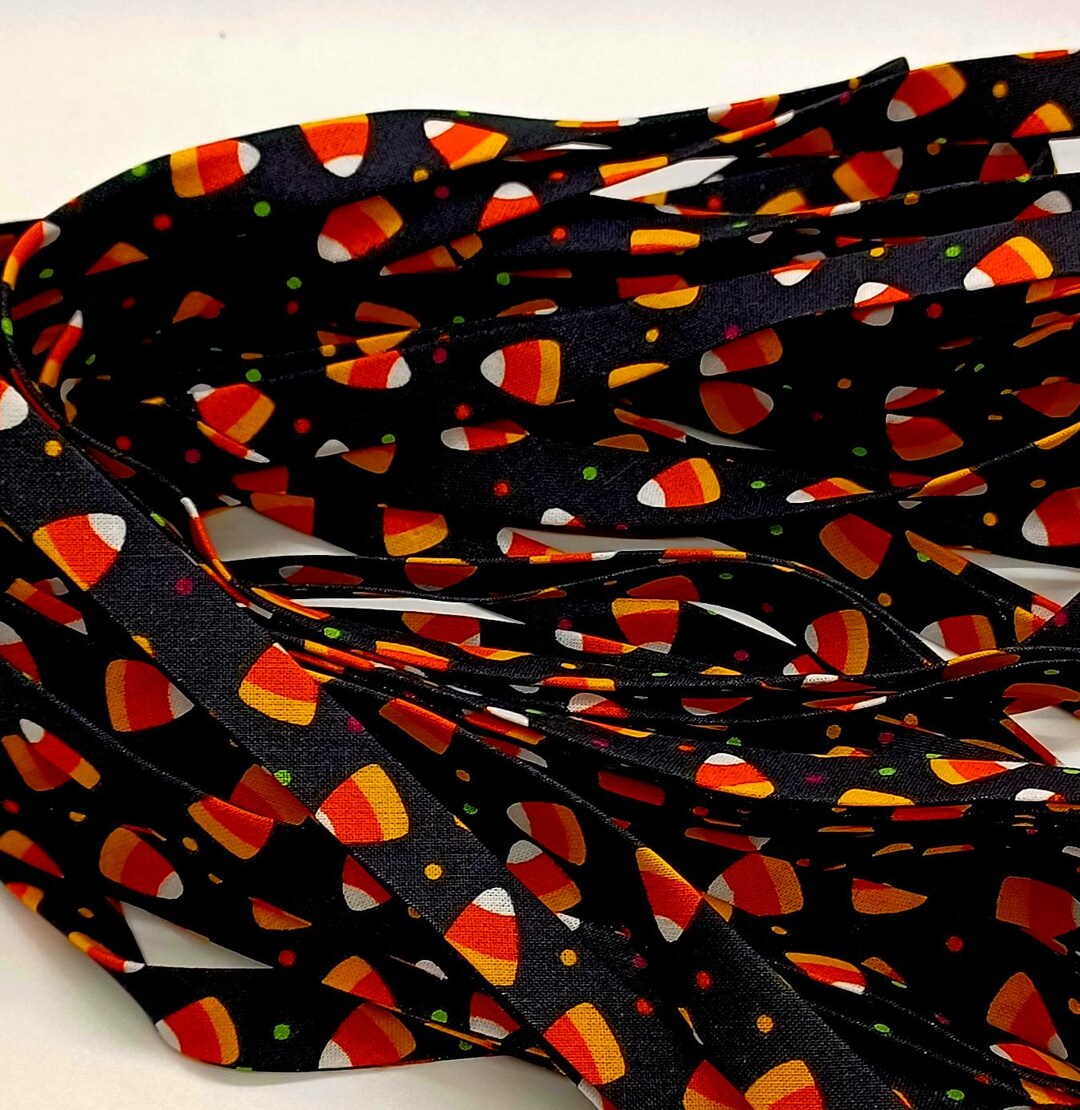 Candy Corn! Black Background With Colorful Candy Corn 1/2 Wide Cotton ...