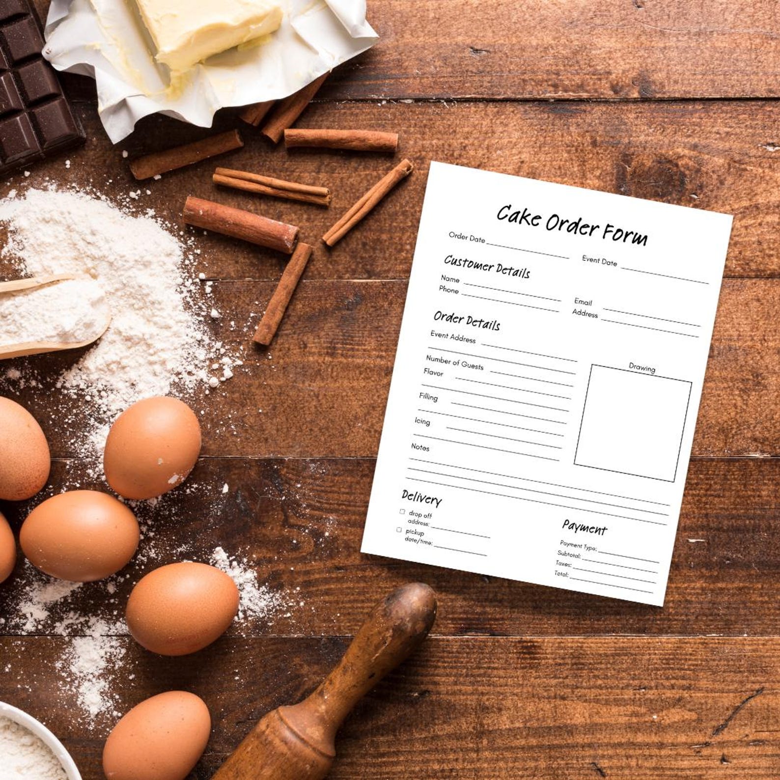 Cake Order Form Template | Bakery Order Form | Editable Baking Business ...