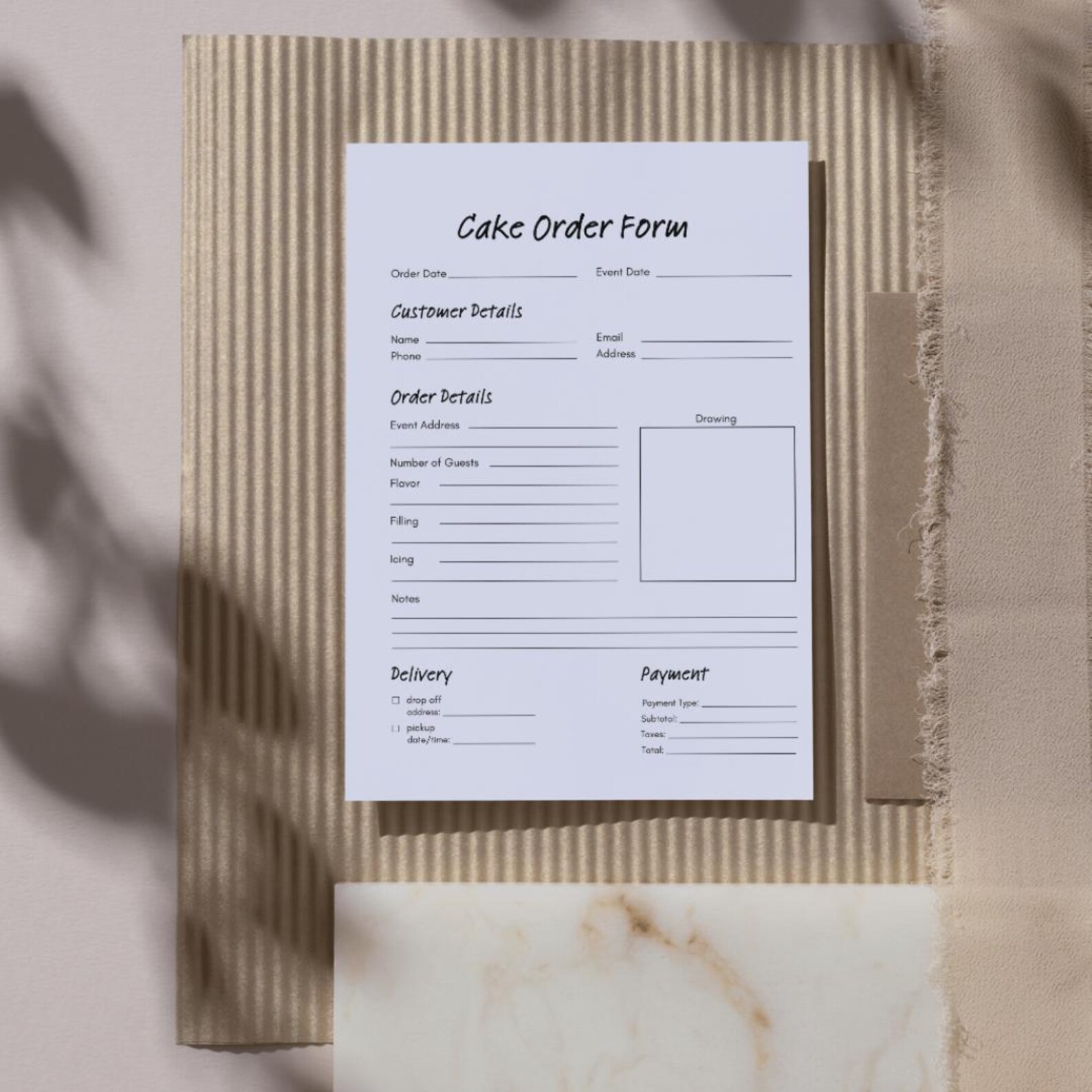Cake Order Form Template | Bakery Order Form | Editable Baking Business ...