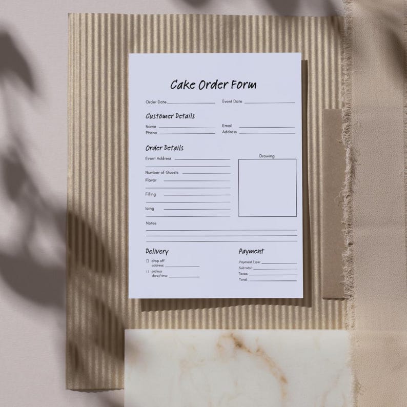 Cake Order Form Template | Bakery Order Form | Editable Baking Business ...