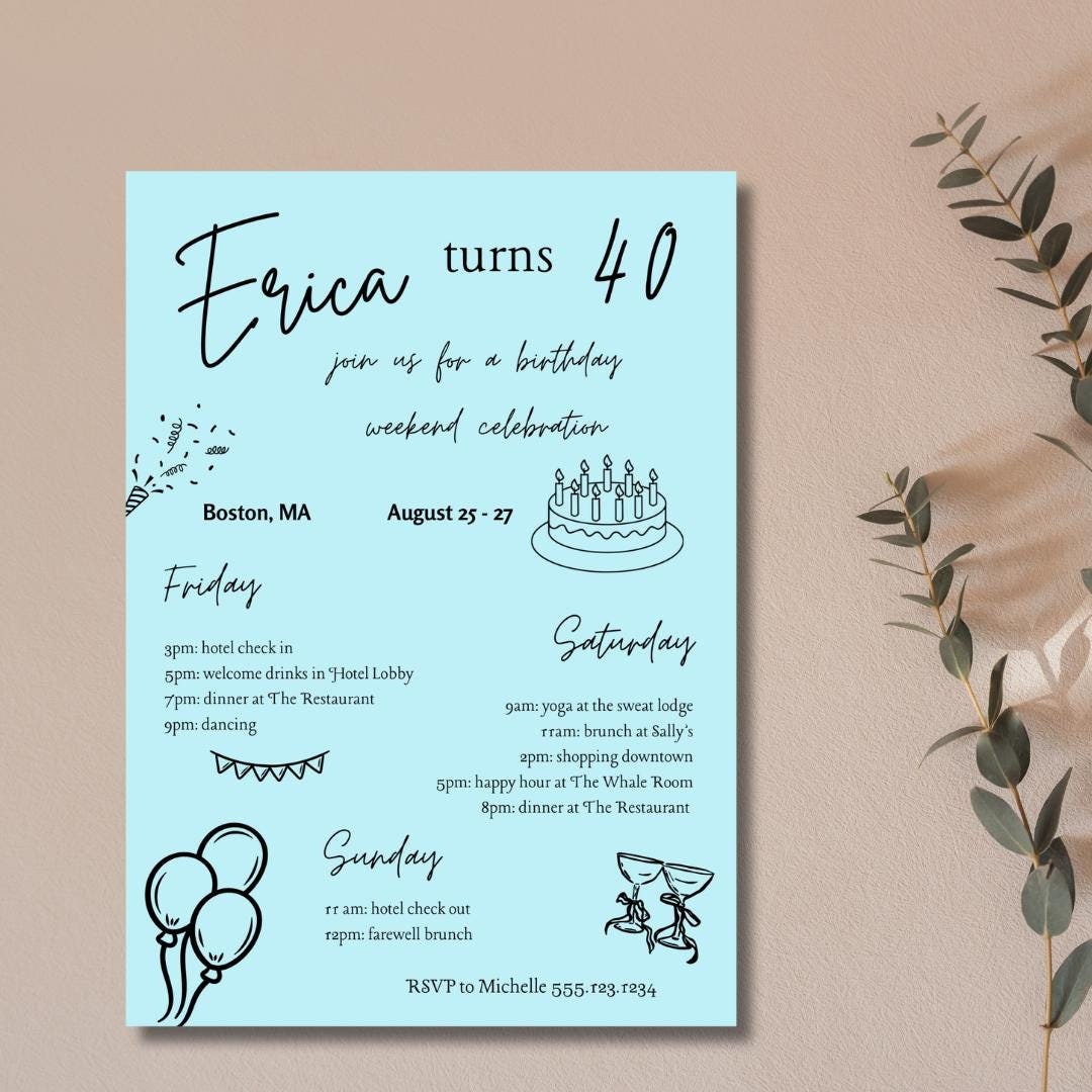 Birthday Girls Trip Invitation and Itinerary Template | Editable Girls ...