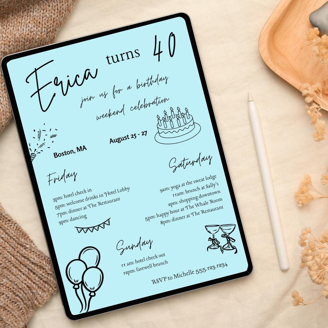 Birthday Girls Trip Invitation and Itinerary Template | Editable Girls ...