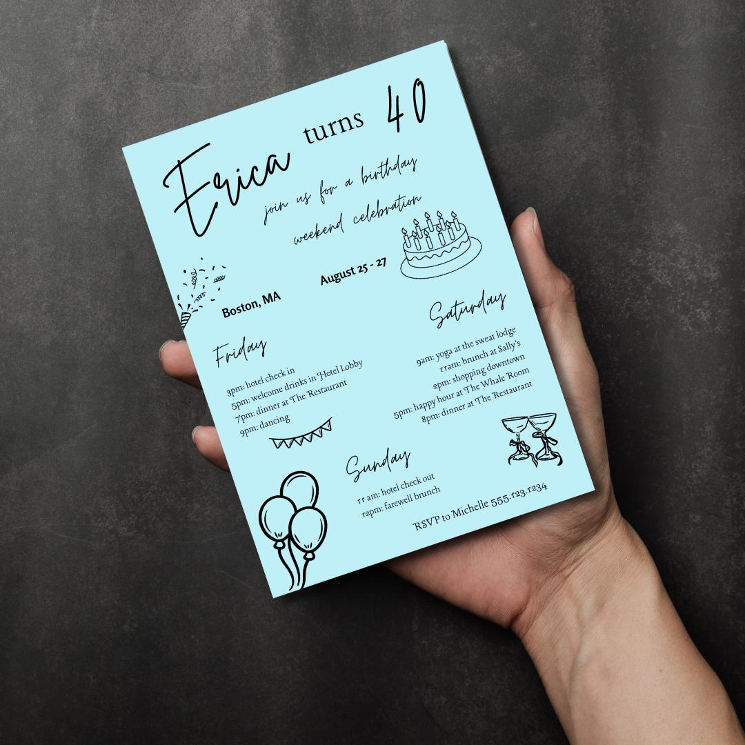 Birthday Girls Trip Invitation and Itinerary Template | Editable Girls ...