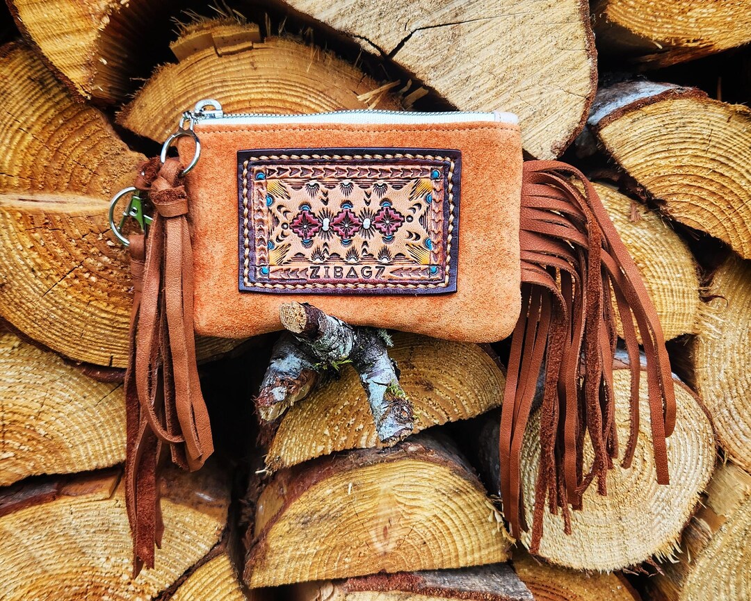 Genuine Pendleton Wool With Leather Mini Boho Cowgirl Zip Bag / Fringe ...