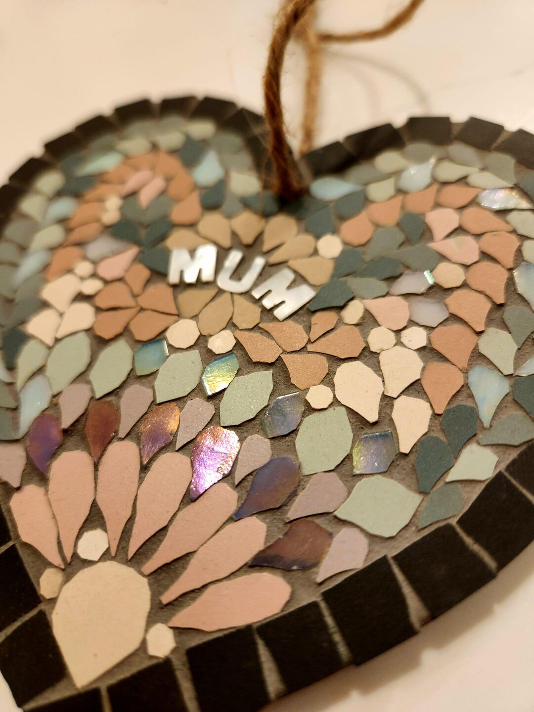 Handmade Mosaic Mum Heart – Iridescent Tiles & Mother of Pearl - Etsy