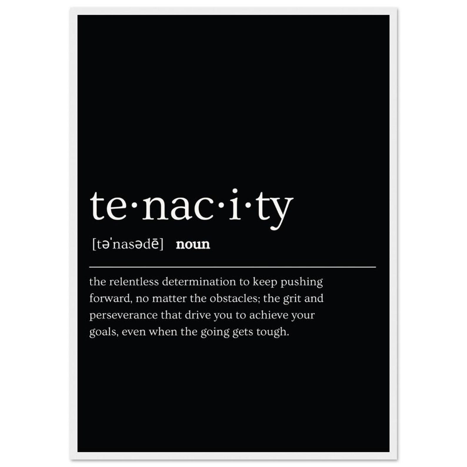 Tenacity Motivational Wall Art Decor Poster | Inspirational Wall Art ...