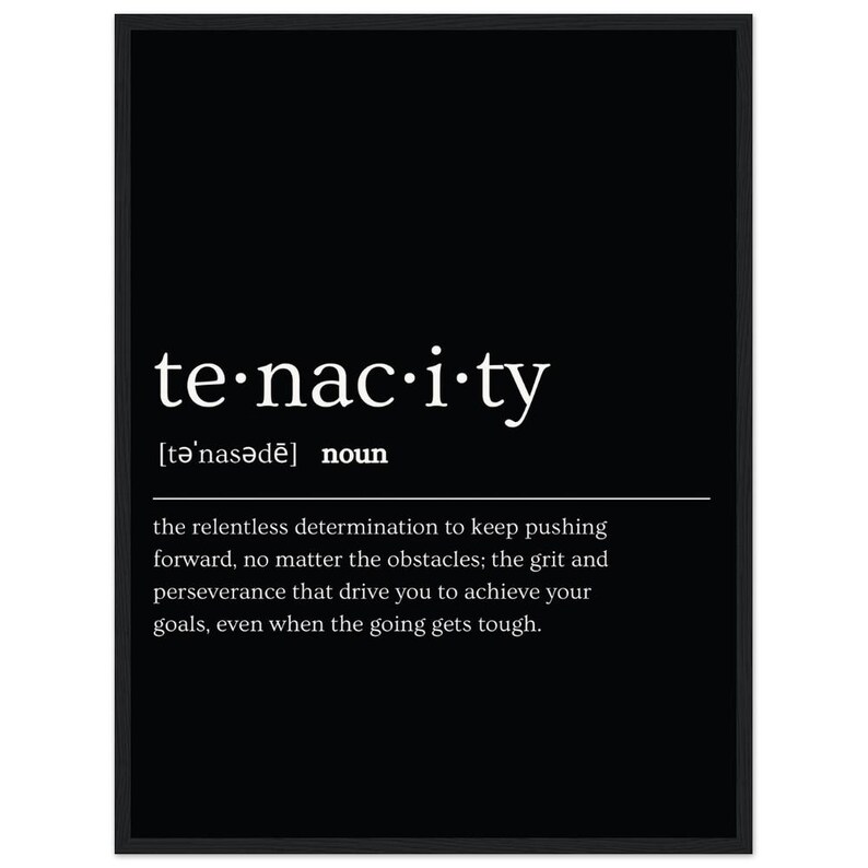 Tenacity Motivational Wall Art Decor Poster | Inspirational Wall Art ...