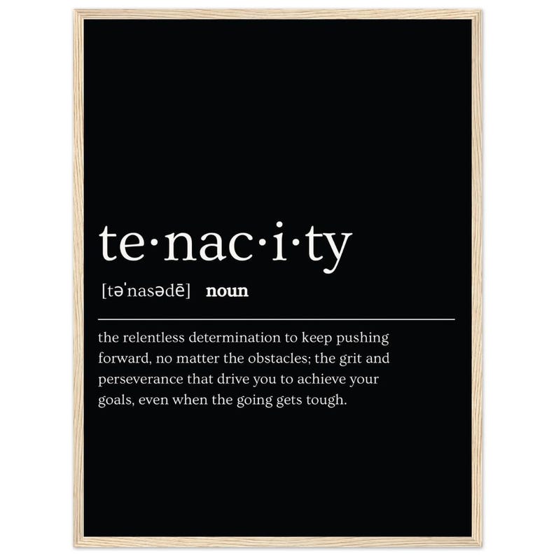 Tenacity Motivational Wall Art Decor Poster | Inspirational Wall Art ...
