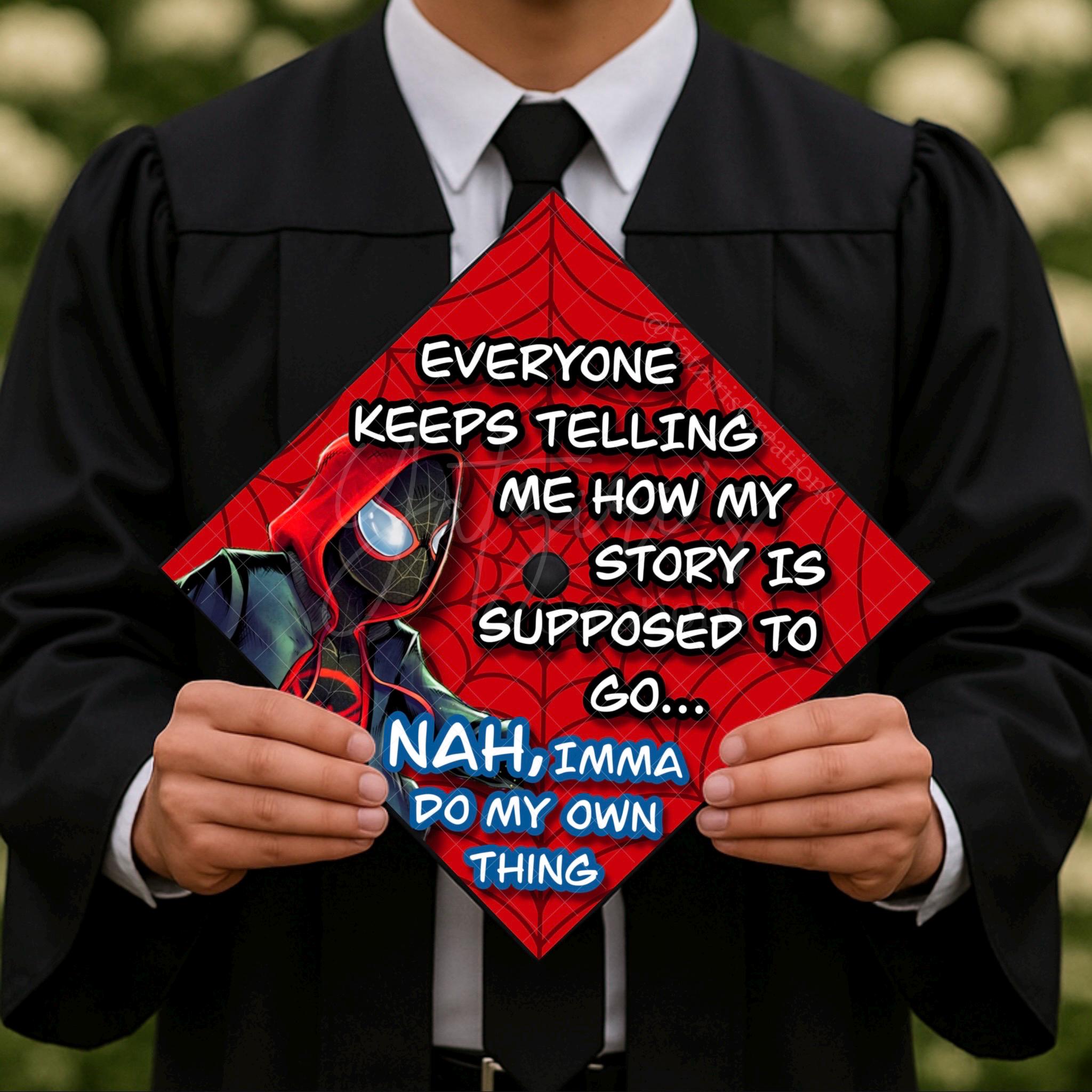 Spider Verse Printed Graduation Cap Topper, Super Hero Graduation, Grad ...