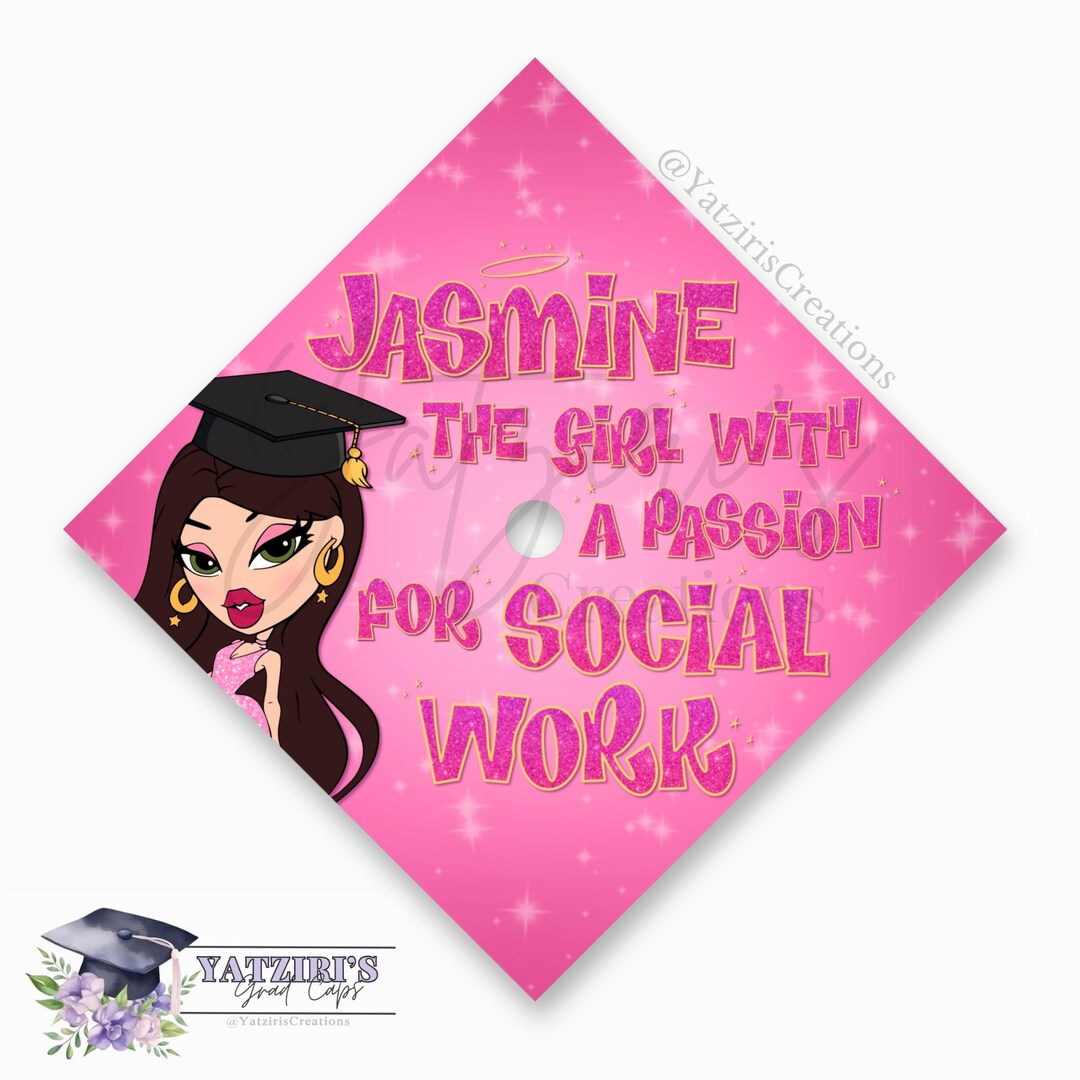 Customizable Girl With A Passion Graduation Cap Topper, Brat Girl ...