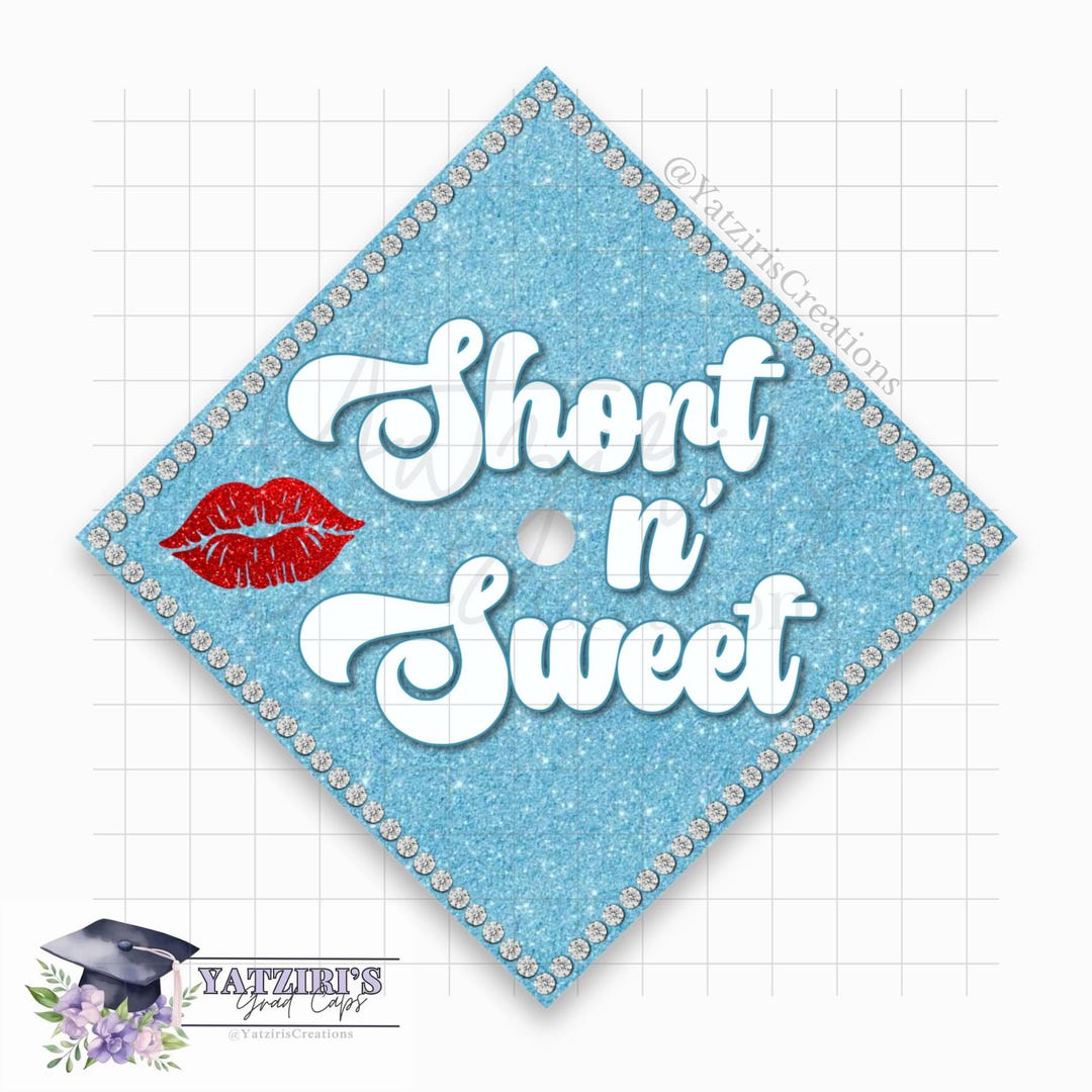 Short and Sweet Printed Graduation Cap Topper, Y2K Girly Graduation ...