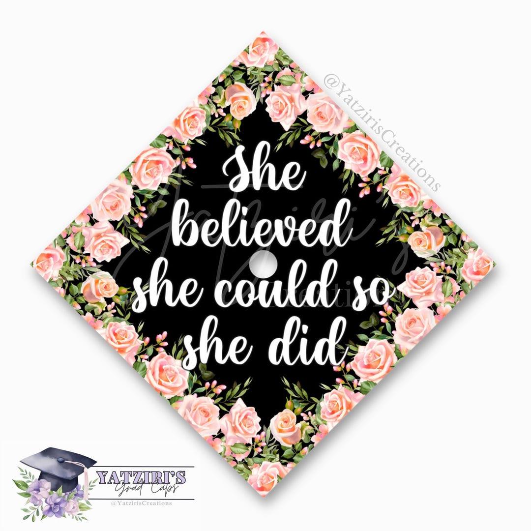 Blush Roses Printed Graduation Cap Topper, Pink Florals, Senior ...