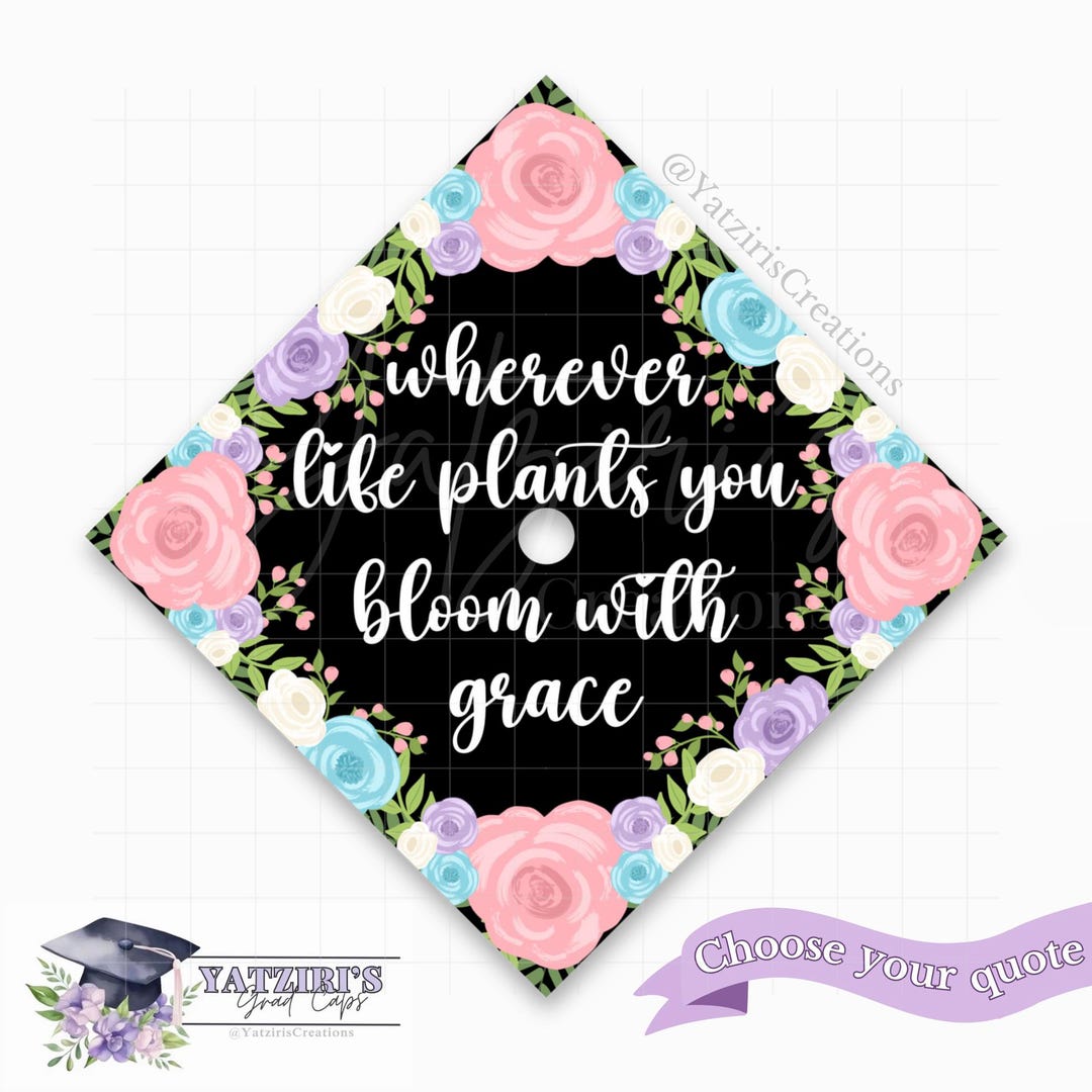 Floral Printed Graduation Cap Topper | Customizable | Senior Graduate ...