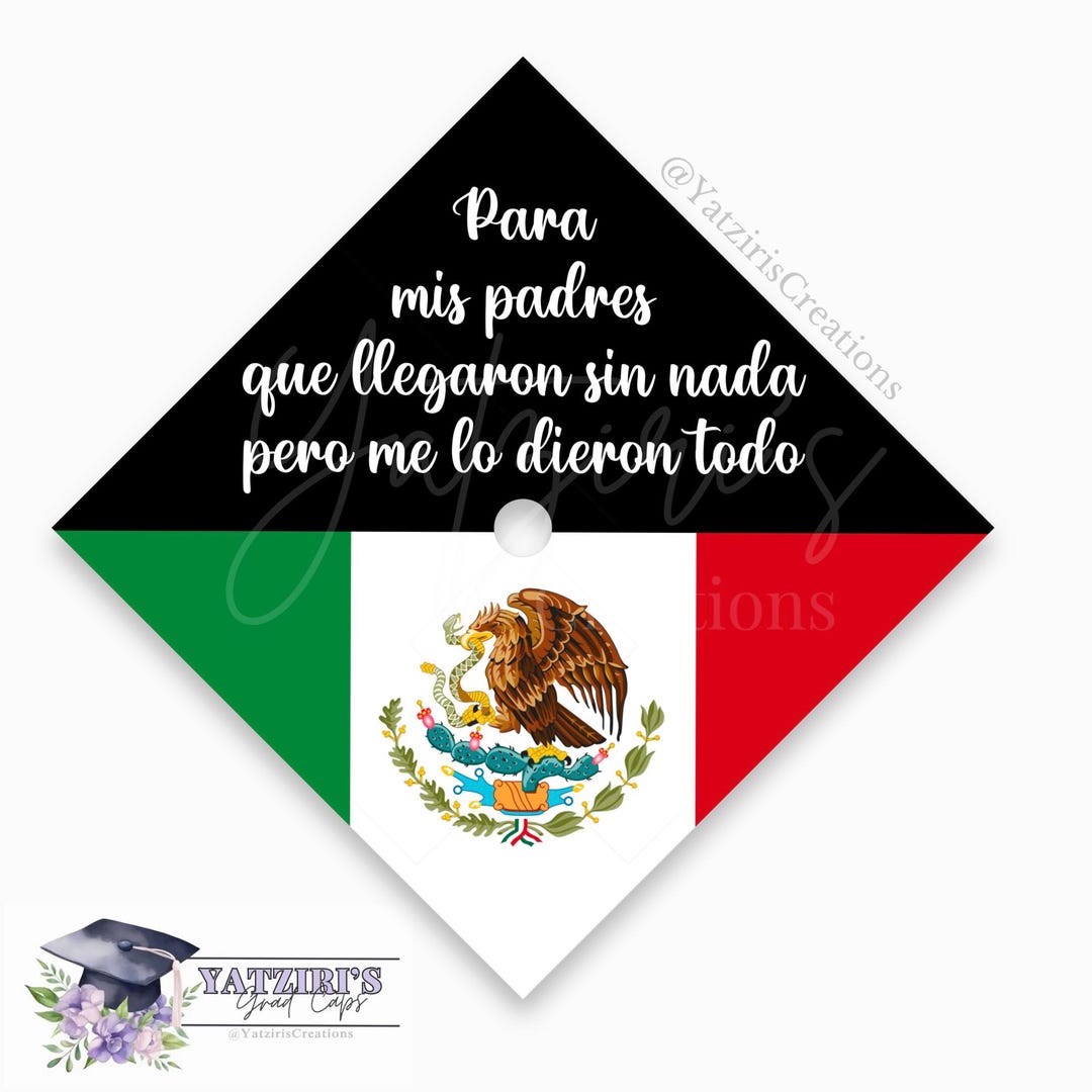 Mexican Flag Printed Graduation Cap Topper, Hispanic Latino Graduation ...