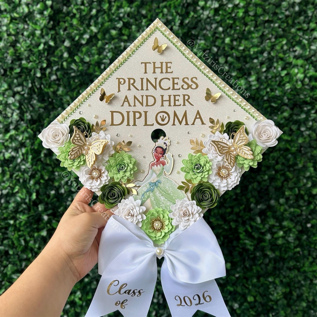 The Princess & Her Diploma Graduation Cap Topper, Paper Flowers ...