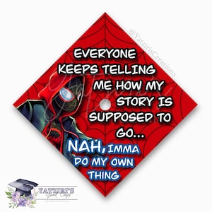 Spider Verse Printed Graduation Cap Topper, Spiderman Graduation, Grad ...