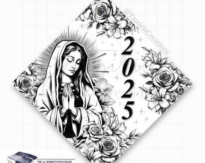 Virgin Mary Printed Graduation Cap Topper, Virgencita Hispanic Printed ...