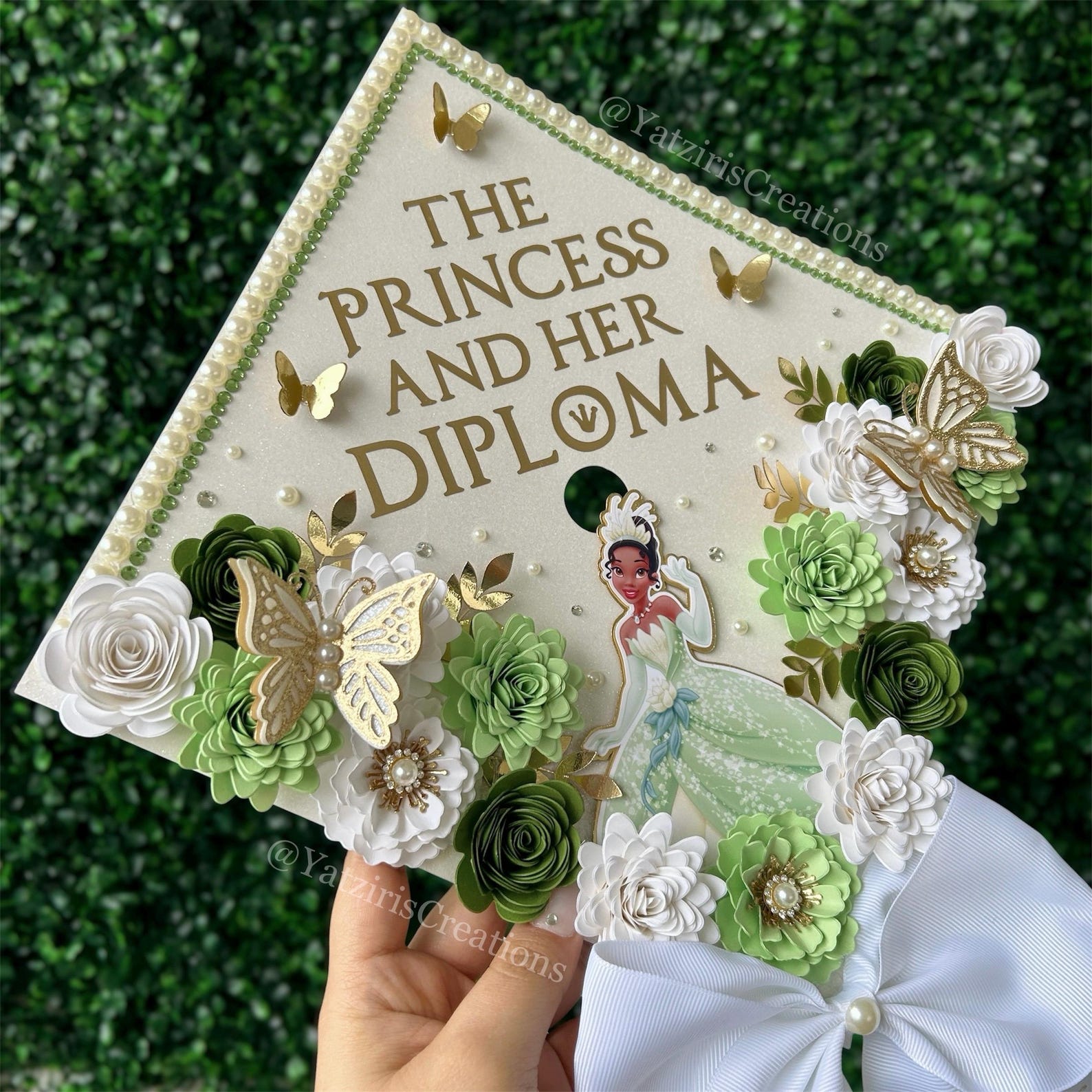 The Princess & Her Diploma Graduation Cap Topper, Paper Flowers ...