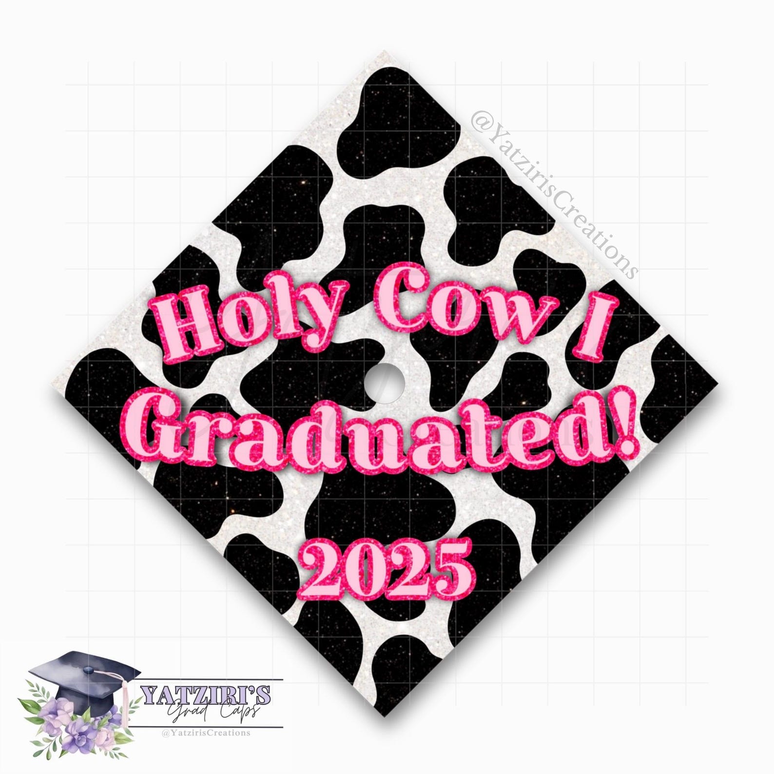 Holy Cow Printed Graduation Cap Topper, Cow Print Graduation, Grad Gift ...