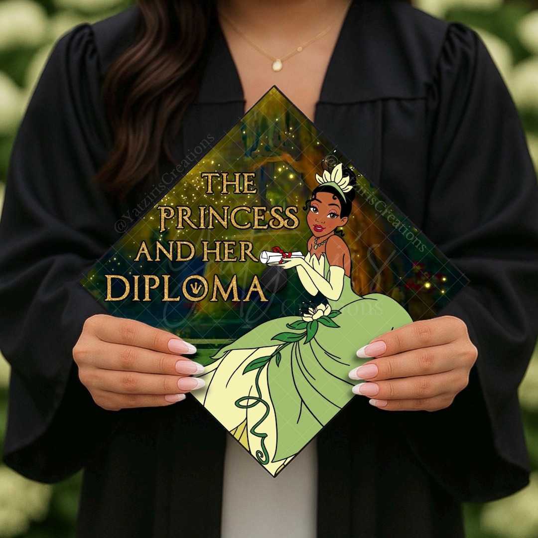 The Princess & Her Diploma Printed Graduation Cap Topper, Princess ...