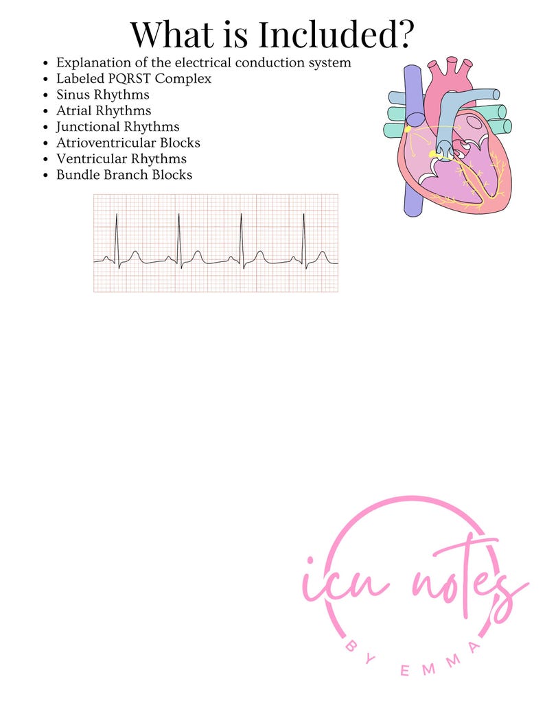 EKG Basics Nursing Notes - Etsy