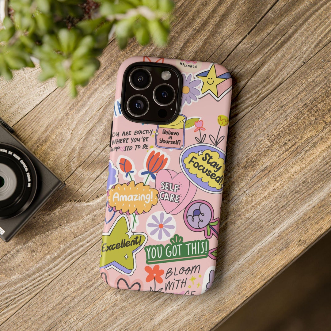 Positive Affirmations Collage Phone Case, Self Care Phone Case Happy ...