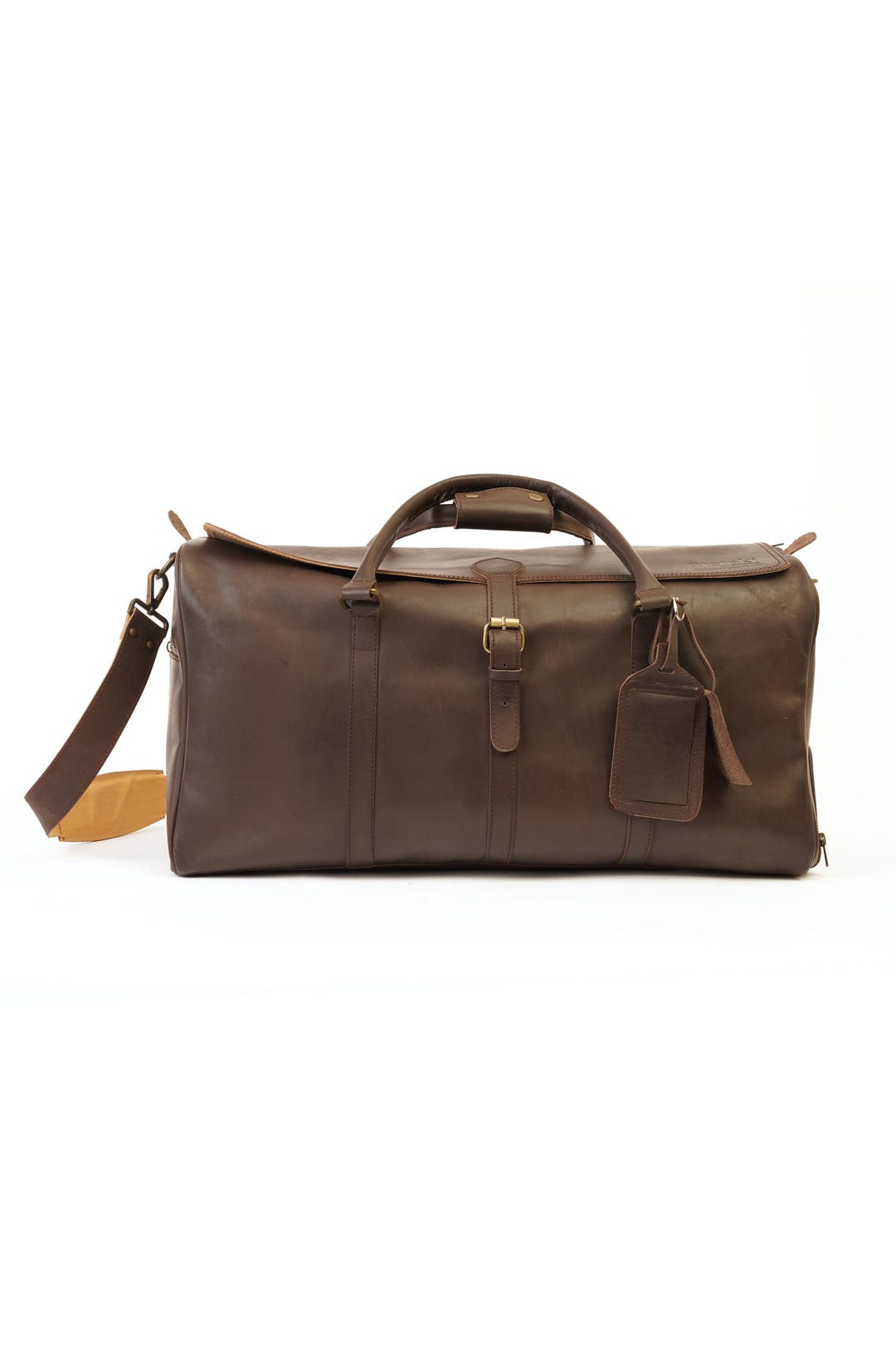 Meraki Duffle Bag With Flap Dark Brown - Etsy