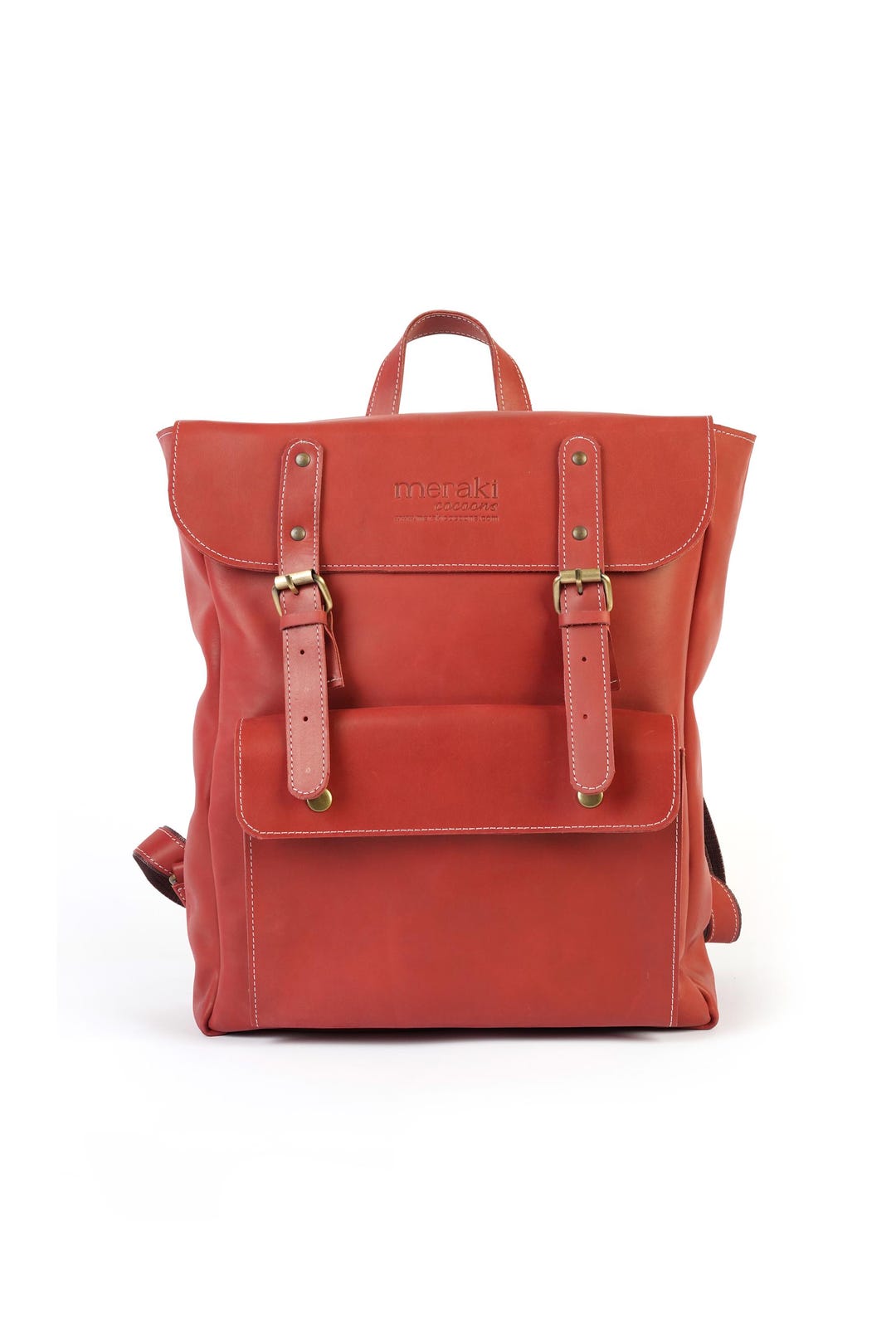 Meraki Leather Backpack Red - Etsy
