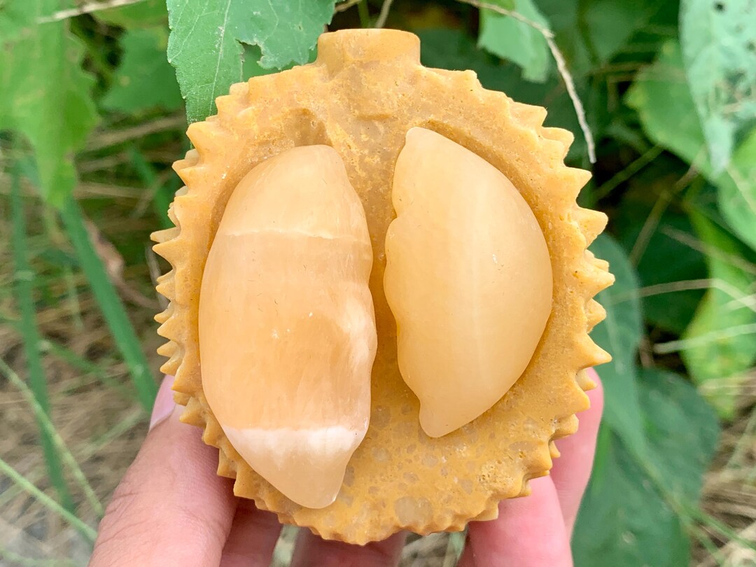 Hand Carved Geode Stone Durian,hand Polishing,natural Yellow Stone ...