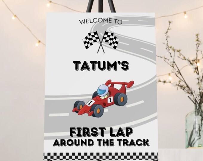 First Lap Around the Track Birthday Welcome Sign EDITABLE - Etsy