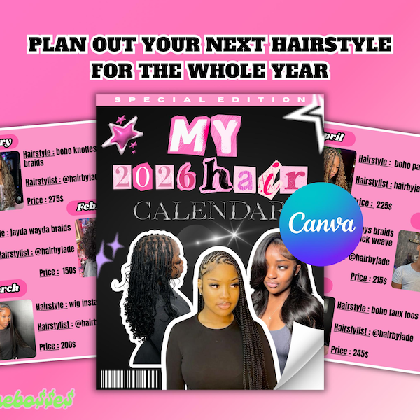 Canva Hair Calender - Etsy