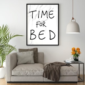 Time for Bed Bedroom Poster, Wavy Bed Quote Print, Funny Bed Time Wall ...