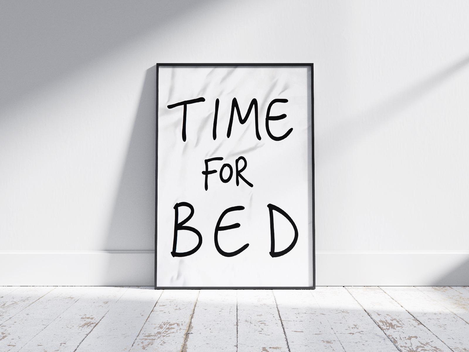 Time for Bed Bedroom Poster, Wavy Bed Quote Print, Funny Bed Time Wall ...