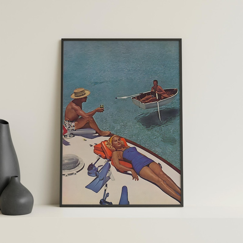 Vintage Retro Beach Poster, Trendy Retro Fashionwall Art, 70s 80s 90s ...