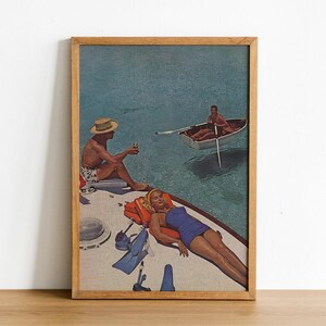 Vintage Retro Beach Poster, Trendy Retro Fashionwall Art, 70s 80s 90s ...