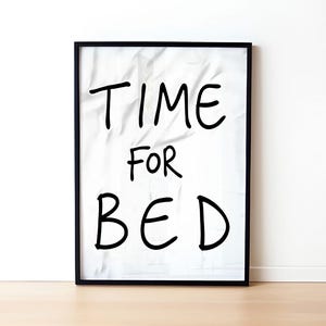 Time for Bed Bedroom Poster, Wavy Bed Quote Print, Funny Bed Time Wall ...